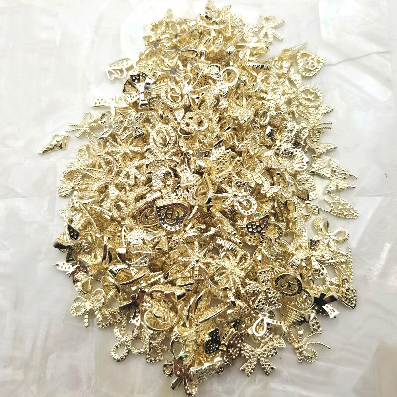 50 Stuks Goud/Zilver Random Charms Metallic Hollow... – Grandado