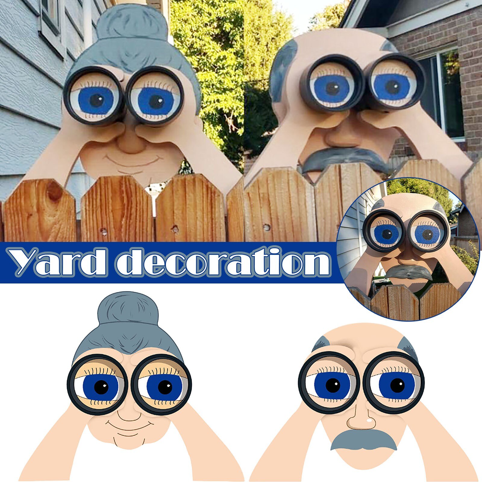Unique Fence Decoration Nosy Old Man and Lady Gard... – Grandado