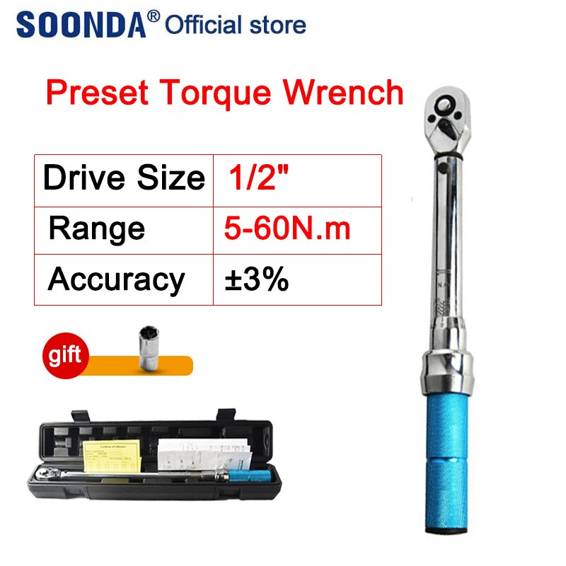 1/2 5-60N.m Preset Torque Wrench chrome Hand Spann... – Grandado