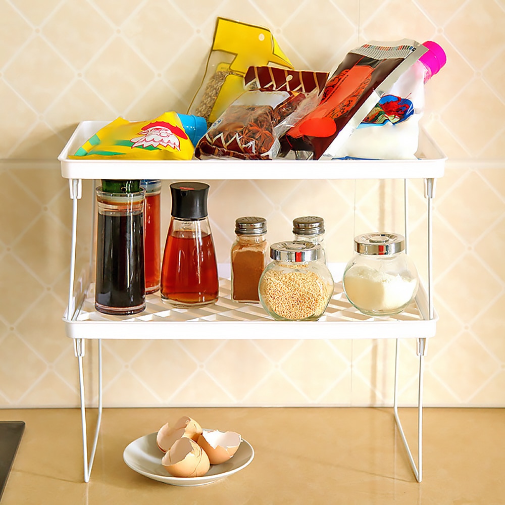 Kitchen Storage Rack Plastic Stackable Shelf Organ... – Vicedeal