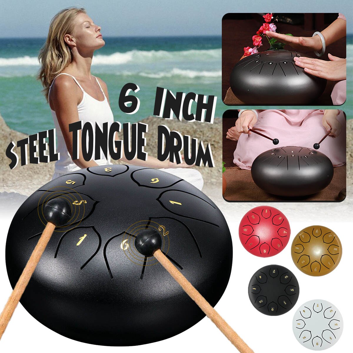 6 Inch 8 Tune Steel Hand Pan Drum Tank Drums With ... – Vicedeal