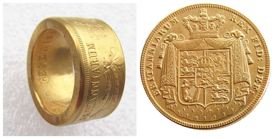 UK 5 Pounds '1826' Gold Plated Ring Handmade In Si... – Grandado
