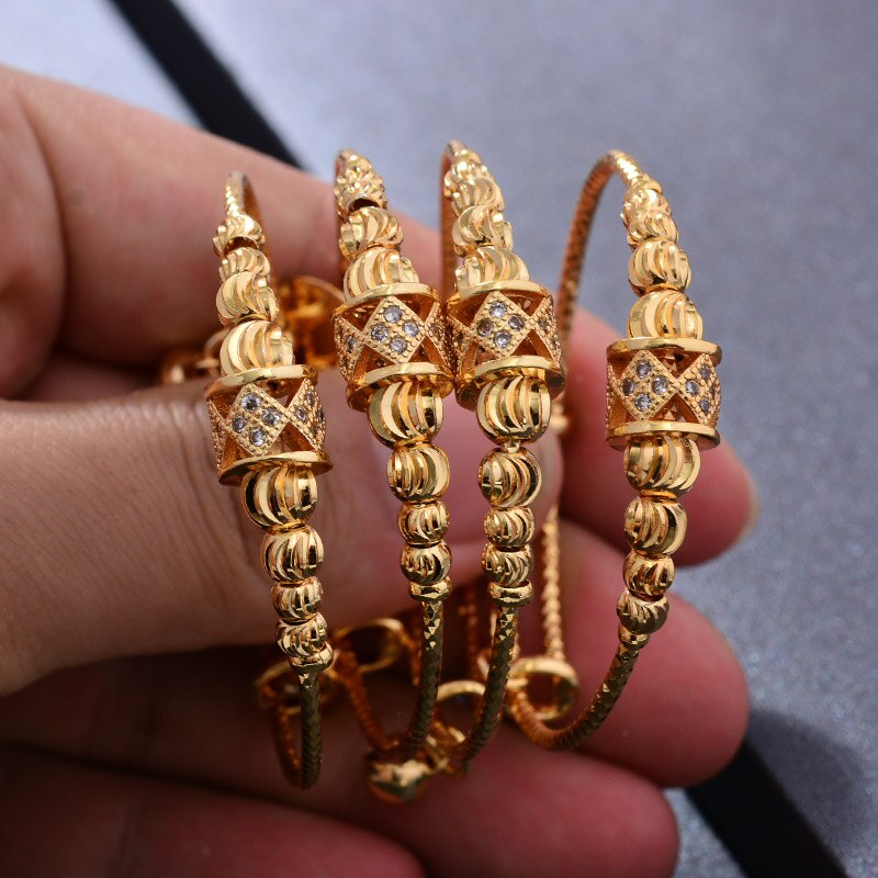 24K 4pcs Ethnic Gold Color Dubai Bangles For Baby ... – Vicedeal
