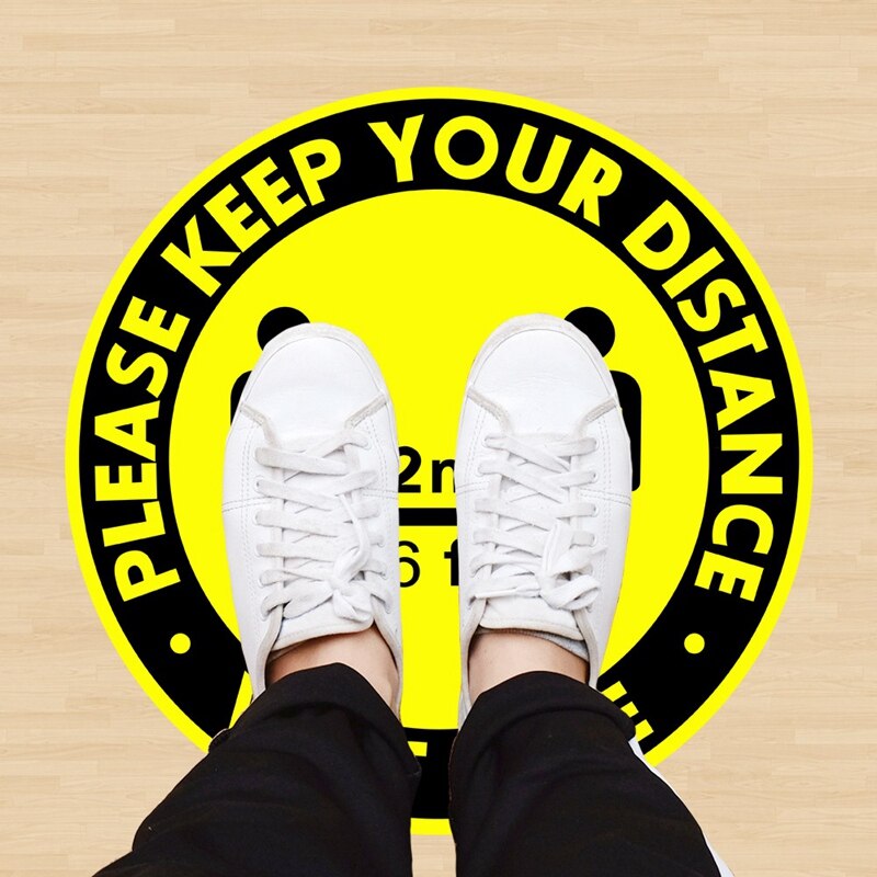 6 Pack Social Distancing Floor Decals, 12 Inch Rou... – Grandado