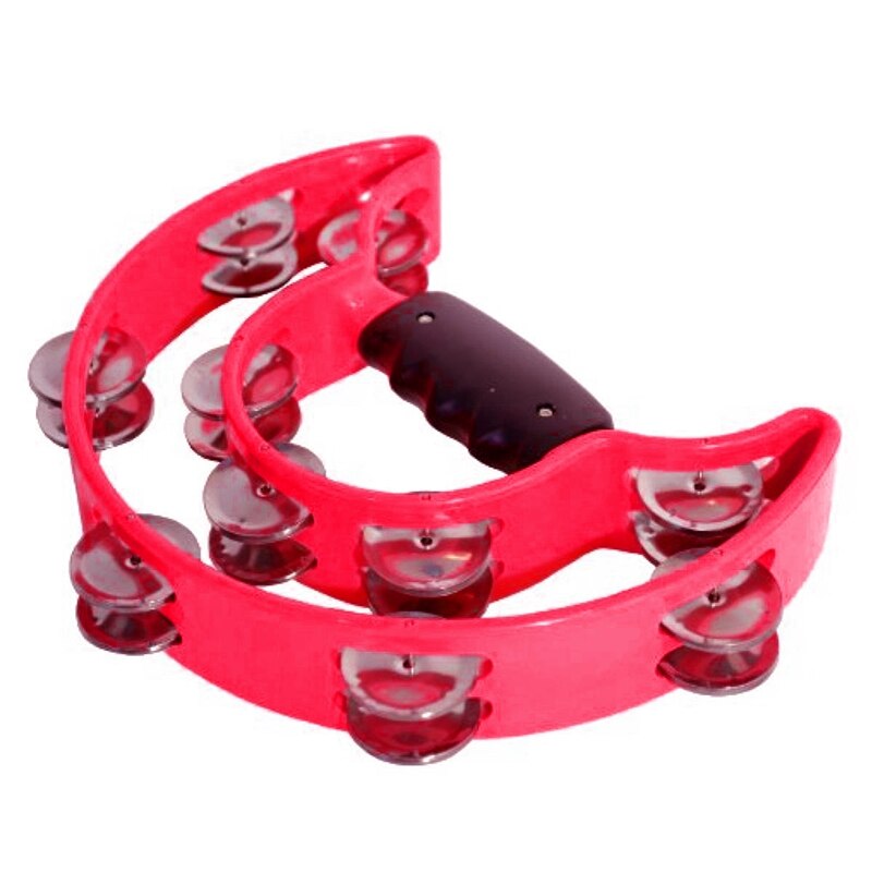 Hand Held Tambourine Double Row Metal Jingles Perc... – Vicedeal