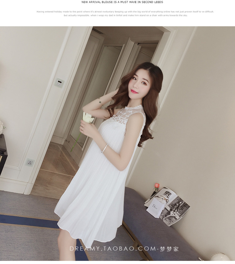 Hollow out lace patchwork chiffon pleated maternit... – Grandado