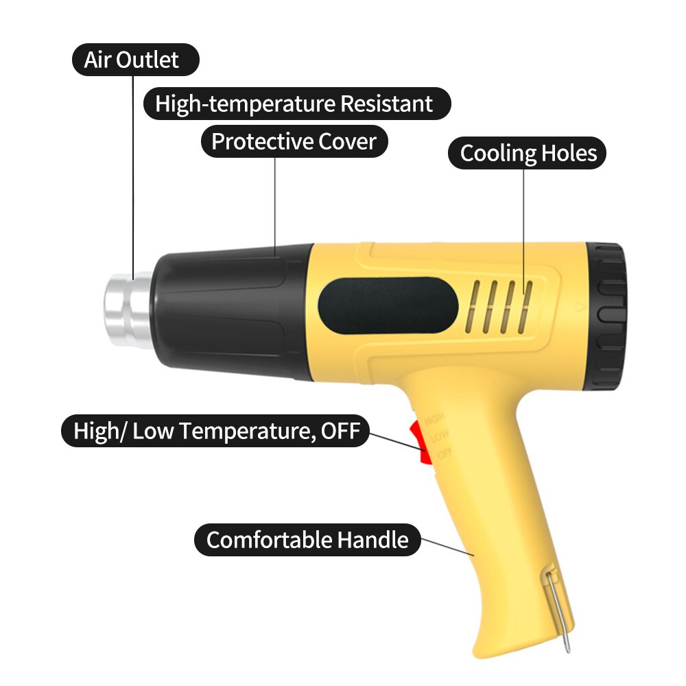 2000W Electronic Heat Gun Portable Air Gun 300℃/ 6... – Grandado