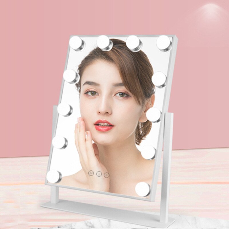 LED mirror make-up mirror Hollywood light bulb mir... – Grandado