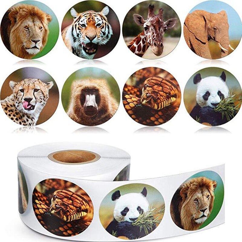 500 Pcs/roll zoo Animals cartoon Stickers for kids... – Grandado