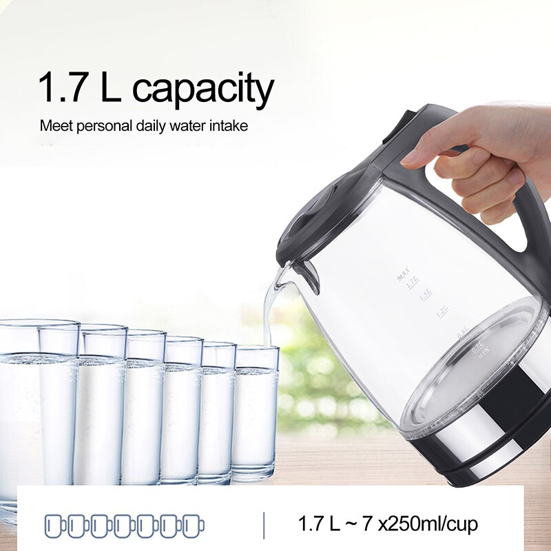 1.7L Black LED Light Digital Glass Kettle 1850-220... – Grandado