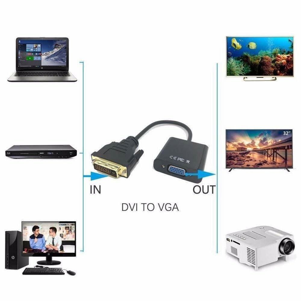 Full HD 1080P DVI-D to VGA Adapter 24+1 25Pin Male... – Grandado