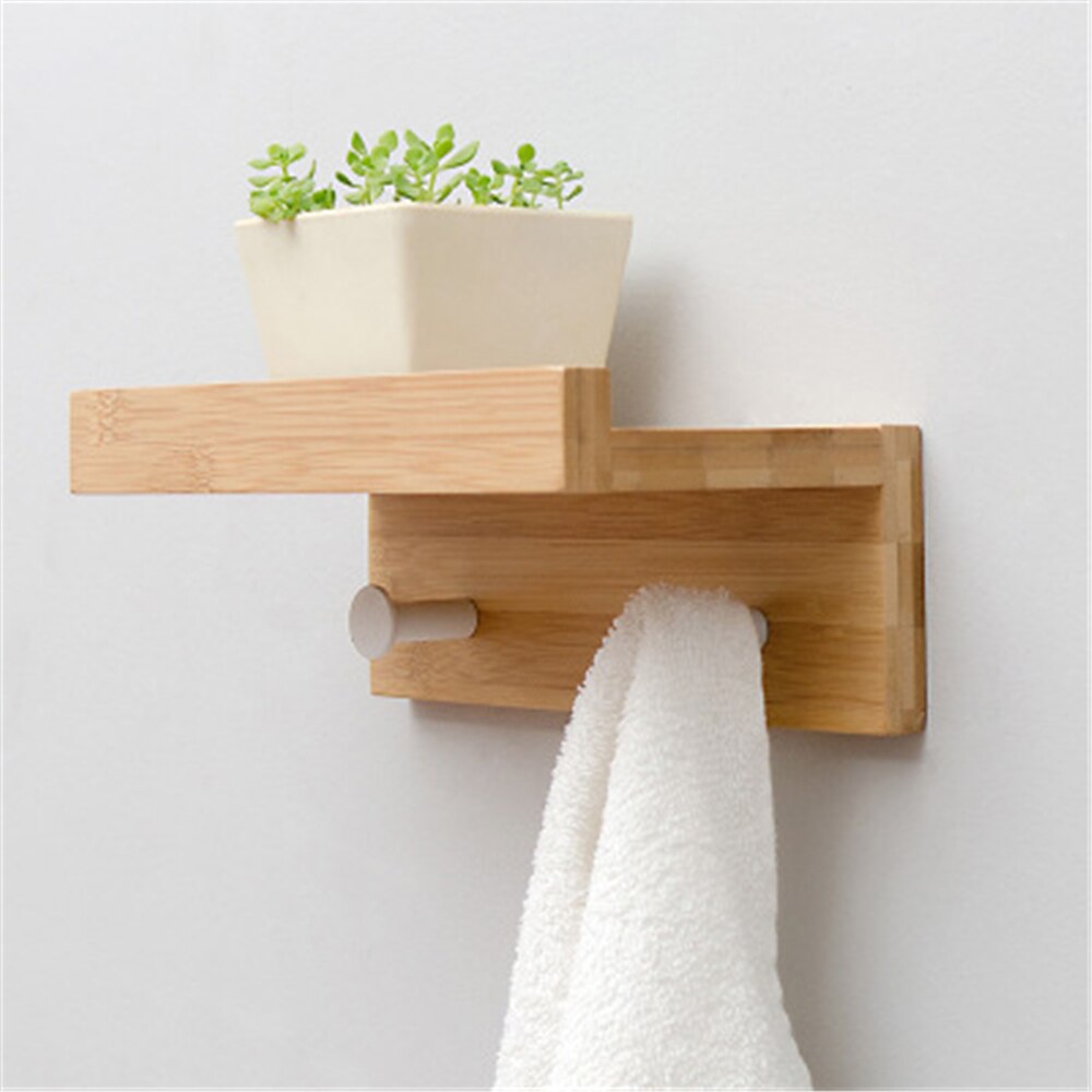 Wall-Mounted Hook Rack Bamboo Coat Hat Hanger with... – Vicedeal
