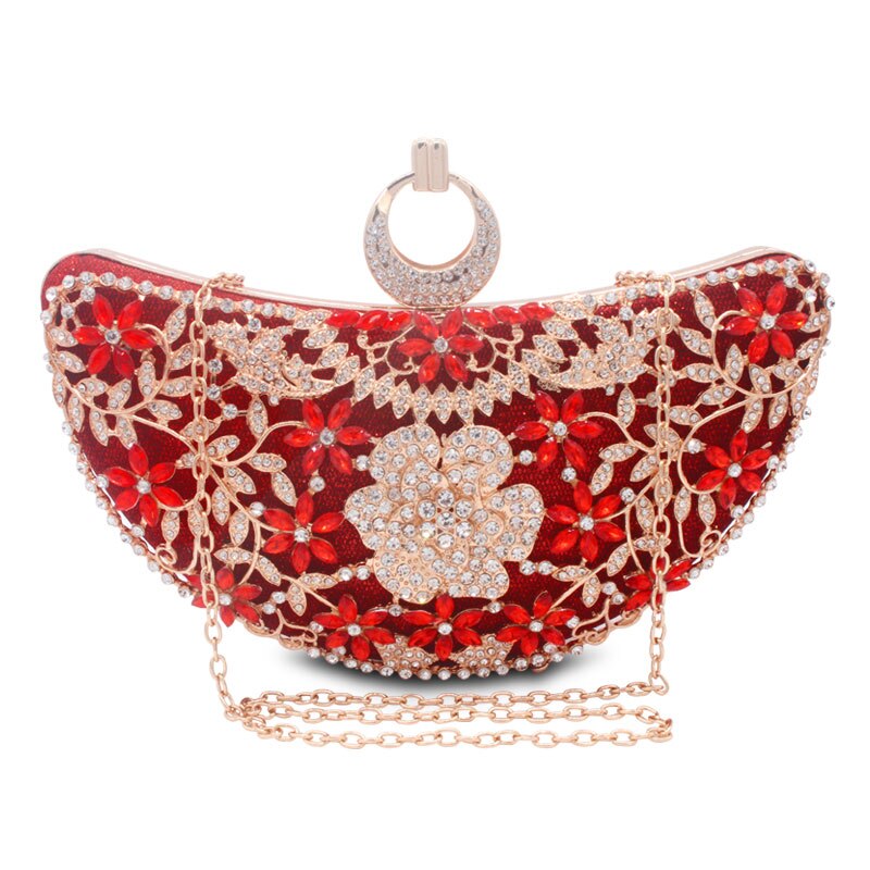 Bridal Metal Clutch Floral Bag Women Crystal Gold ... – Grandado