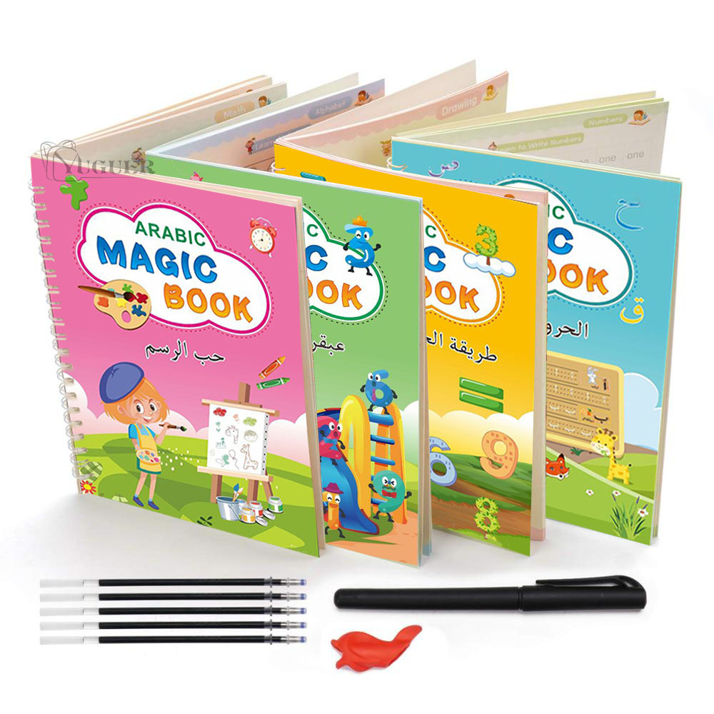 4 Pcs Reusable Magic Copy Book Writing Groove Arab... – Vicedeal