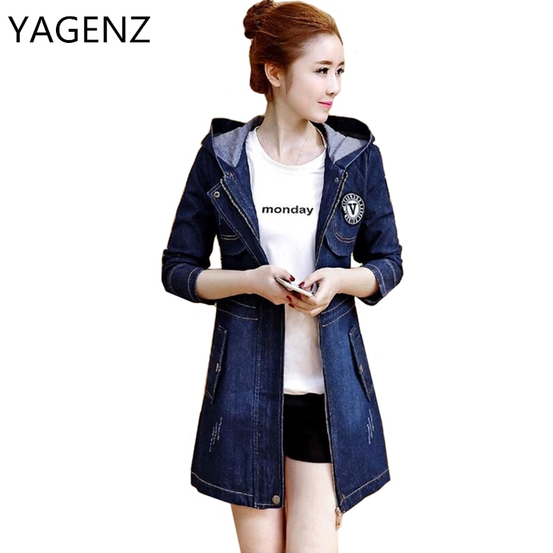 YAGENZ2020 Denim Hooded Jeans Coat Women Vintage S... – Grandado