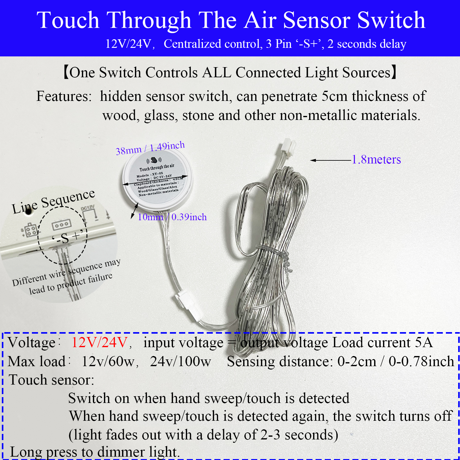 3Pin LED Lichtsensor Schakelaar Dimmer Touch Geact... – Vicedeal