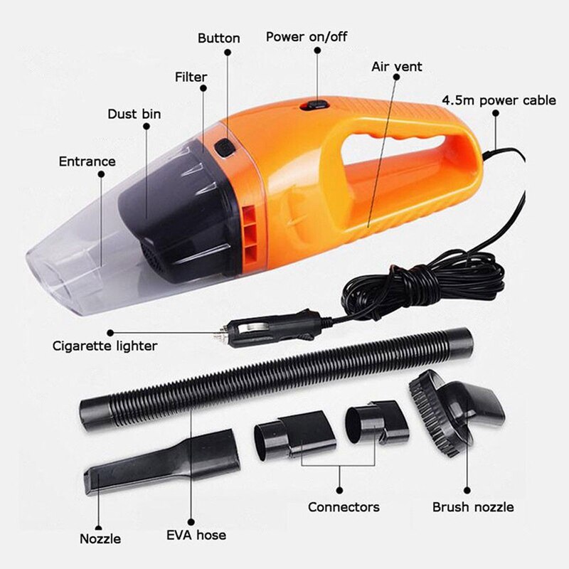 Car Vacuum Cleaner Mini Wet and Dry Dual-Use 12V 1... – Grandado