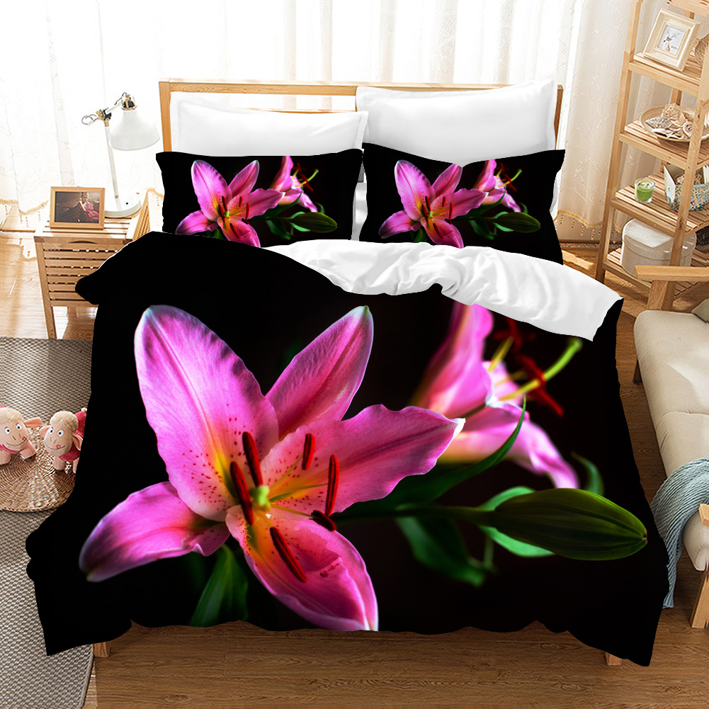 Lily Bedding Set Flowers Duvet Cover Sets Comforte... – Grandado