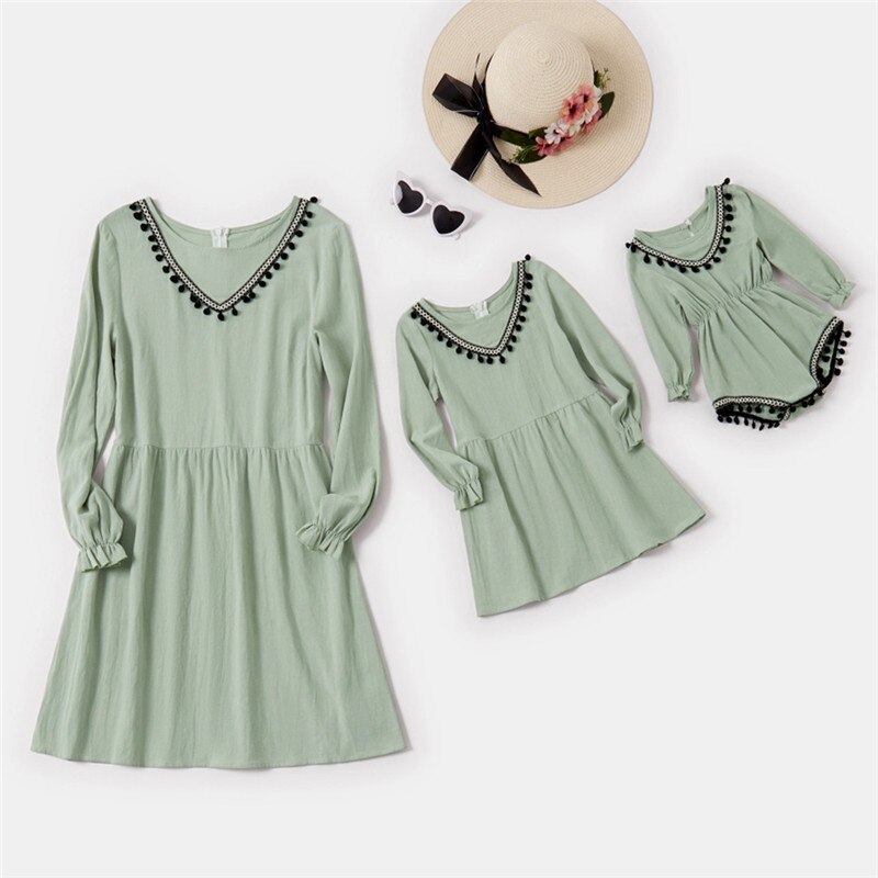 Family Matching Dresses Mother Daughter Long Sleev... – Vicedeal