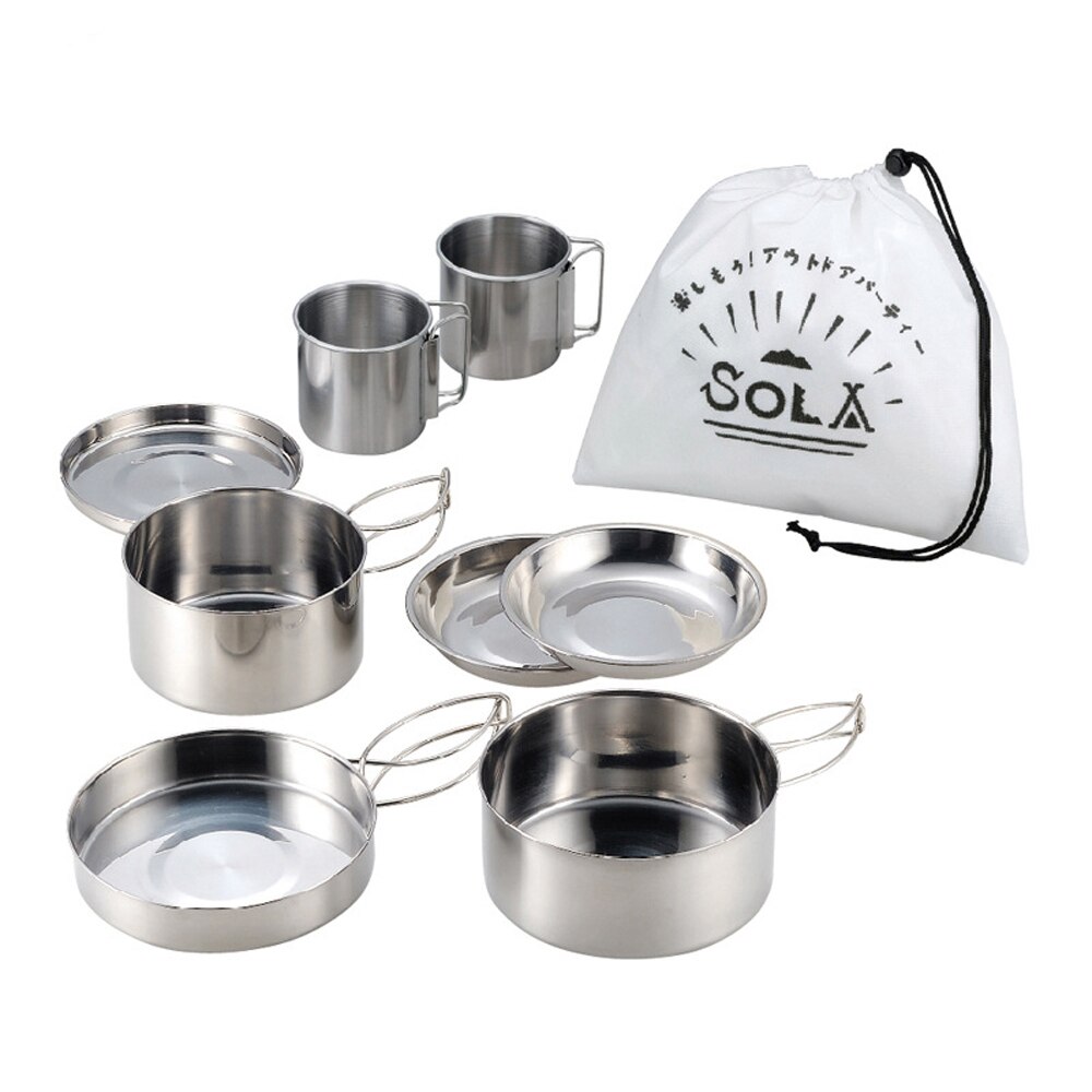 8 Stuks Outdoor Pan Set Rvs Stapelen Potten Wandel... – Vicedeal