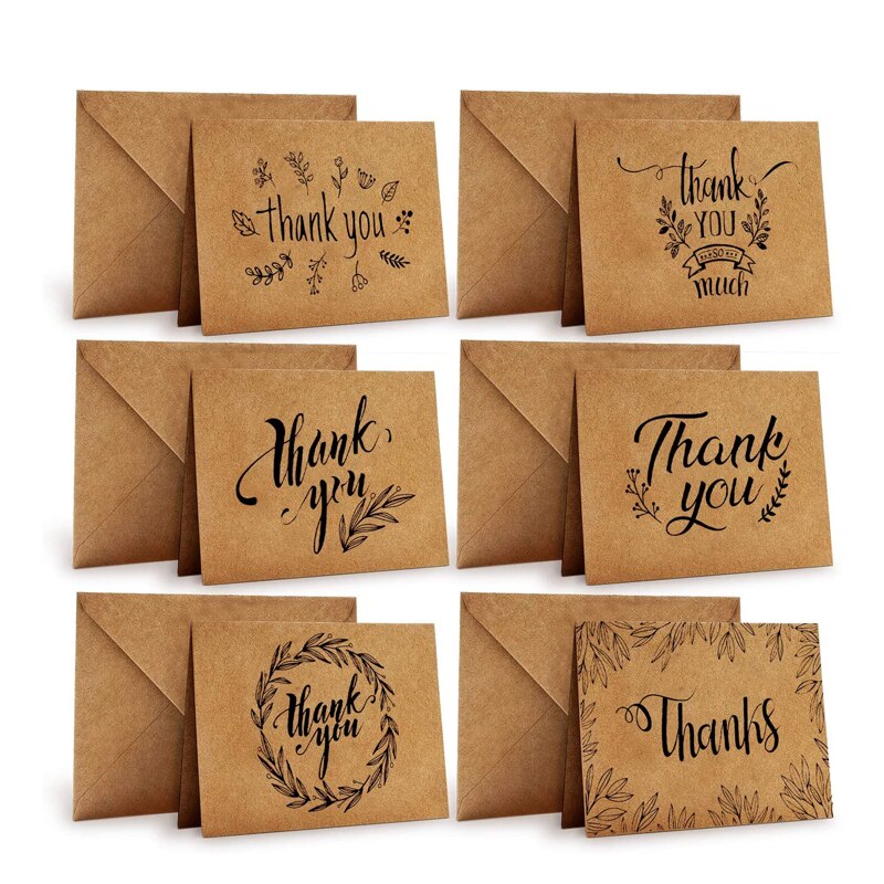 3Pcs Vintage Kraft Paper Thank You Notes Thank you... – Grandado