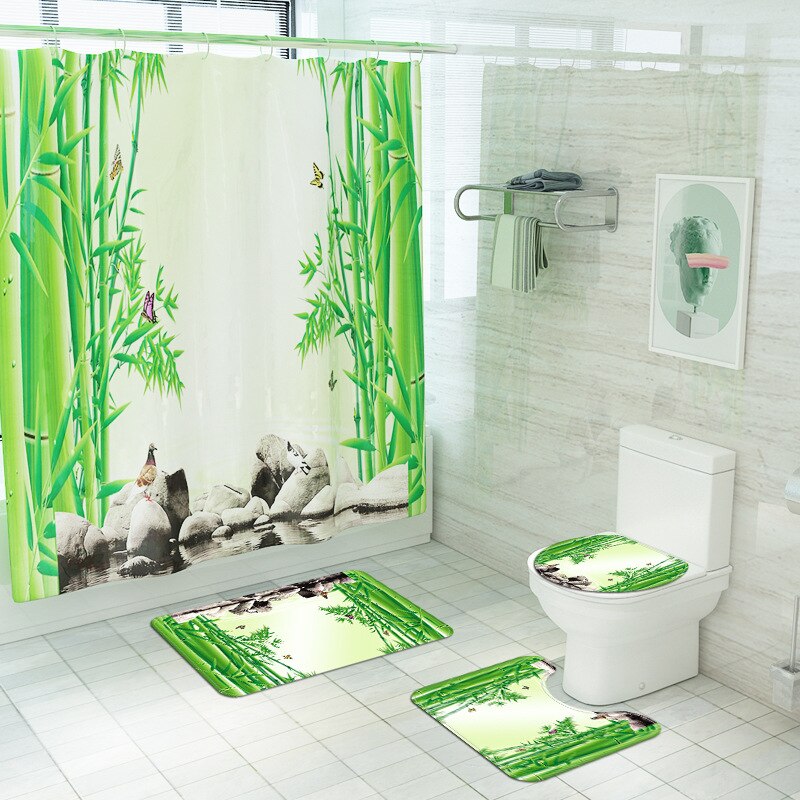 Summer Style Green Bamboo Pattern Bath Mat and Sho... – Vicedeal