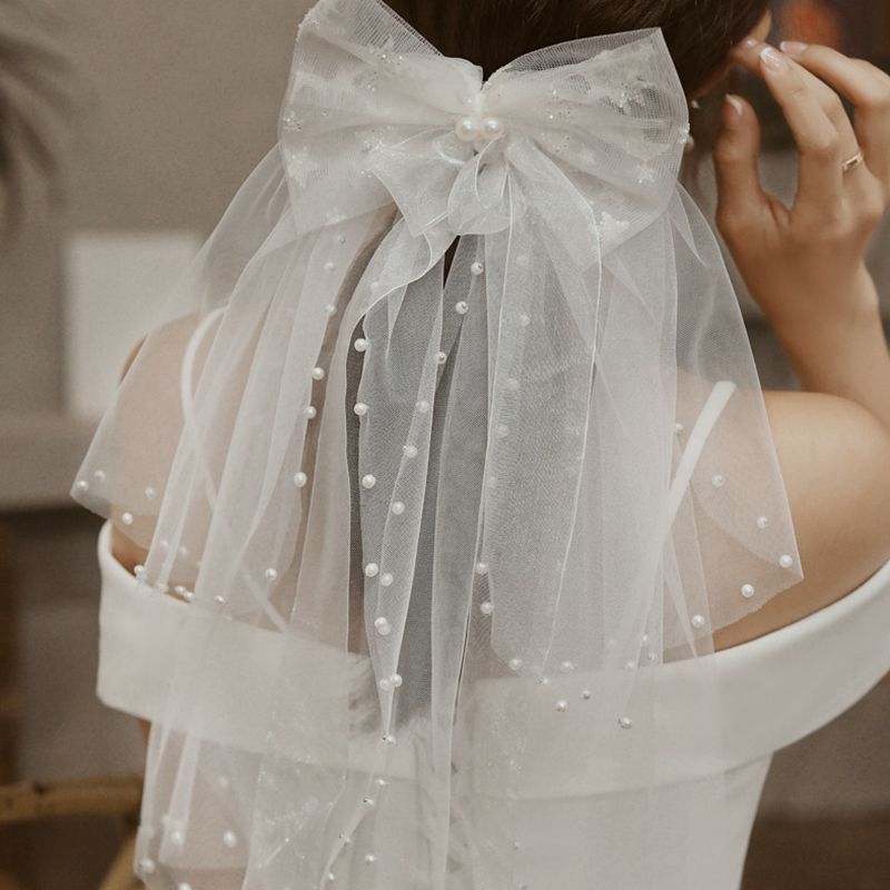Welon Ivory Wedding Veils Beaded Pearls with Comb ... – Vicedeal