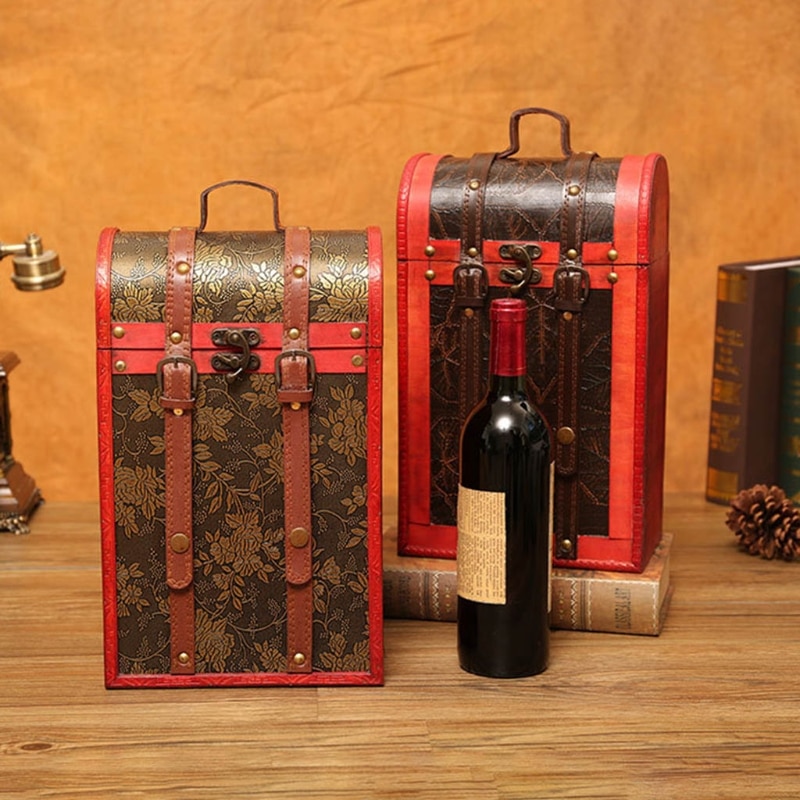 Vintage Wooden Red Wine Box Packaging Boxes Double... – Vicedeal