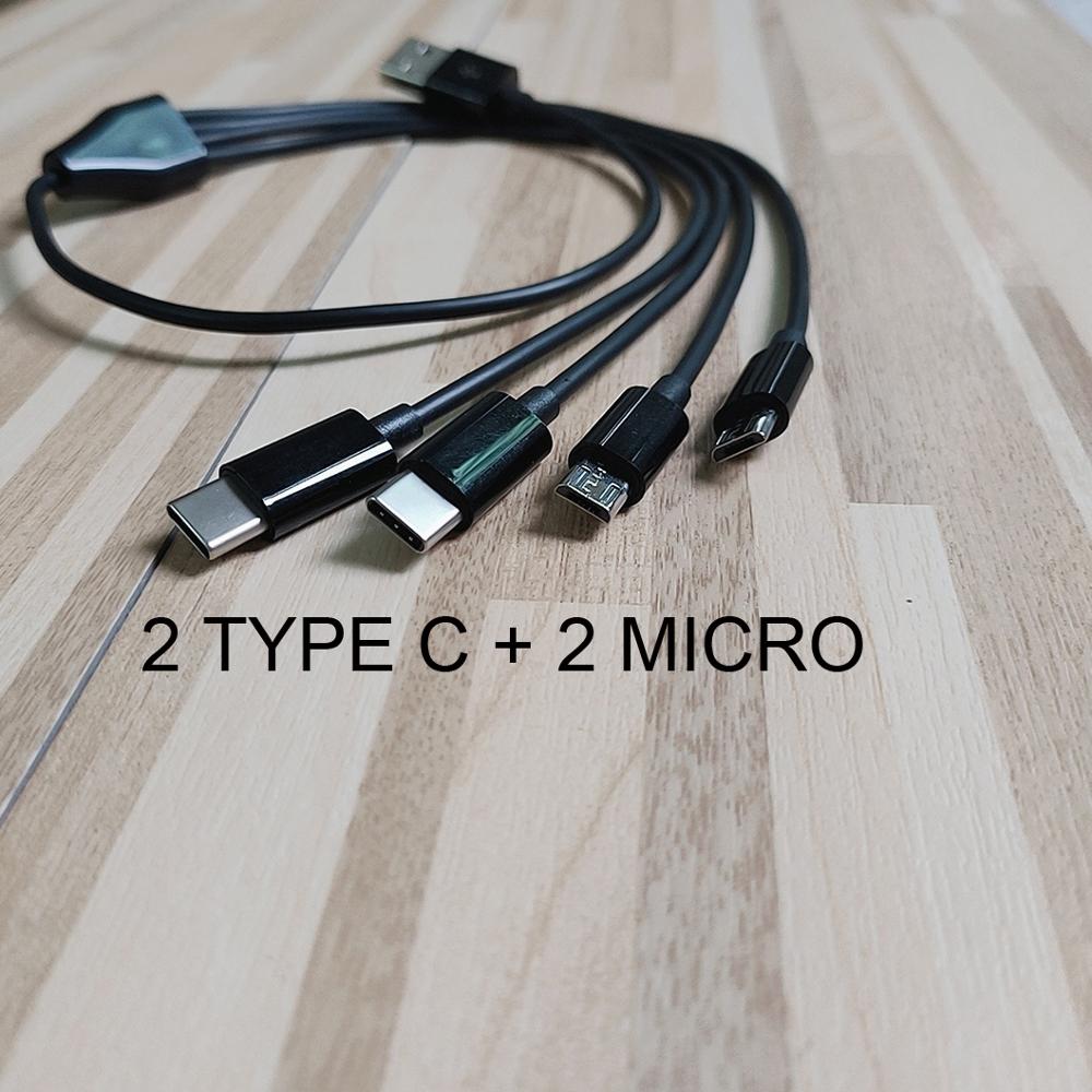 50cm 4 in 1 USB to 2 Type C + 2 Micro Charging Cab... – Grandado