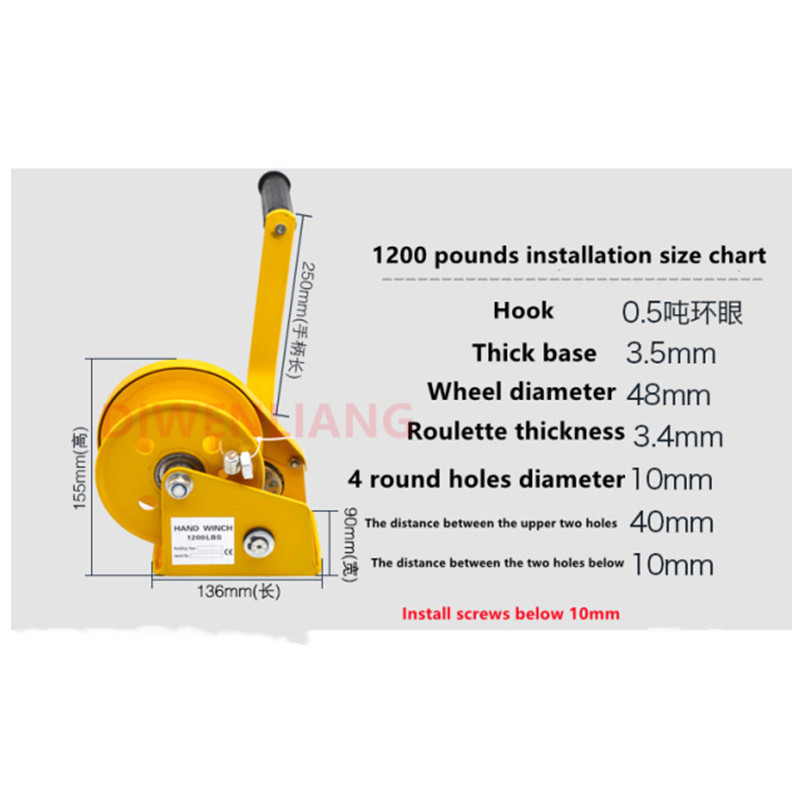 Portable Hand Operated Manual Lifting Winch Cable ... – Grandado