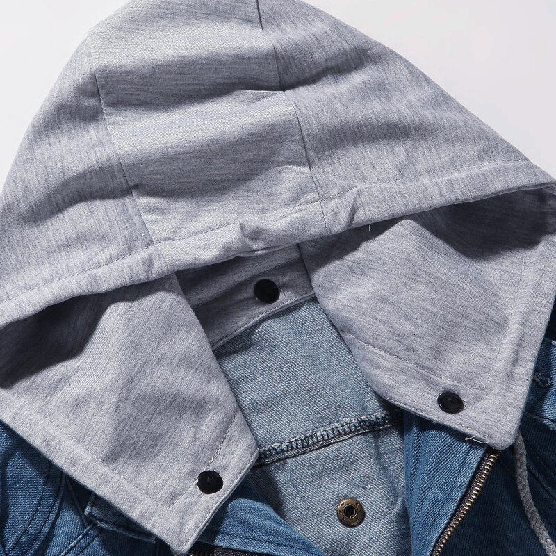 Men's Zip Jacket Hoodies Washed Hat Detachable Jea... – Grandado