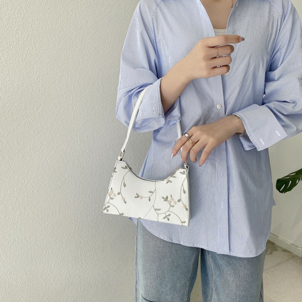 Women PU Lace Stitching Floral Embroidery Small To... – Grandado