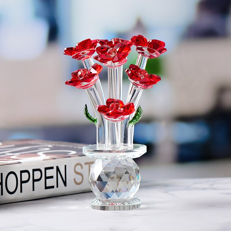 CRYSTAL FLOWER TREE FIGURINES GLASS FENGSHUI PAPER... – Grandado