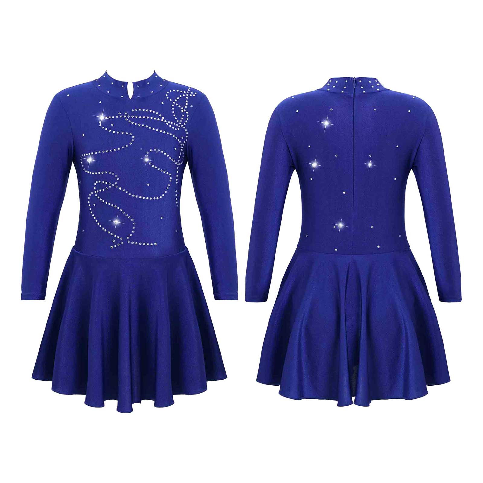 Girls Shiny Figure Ice Skating Dress Sparkling Rhi... – Grandado