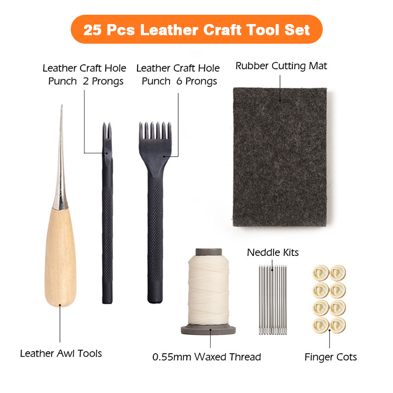 WUTA Leather Craft Tools Kit Hand Sewing Stitching... – Grandado