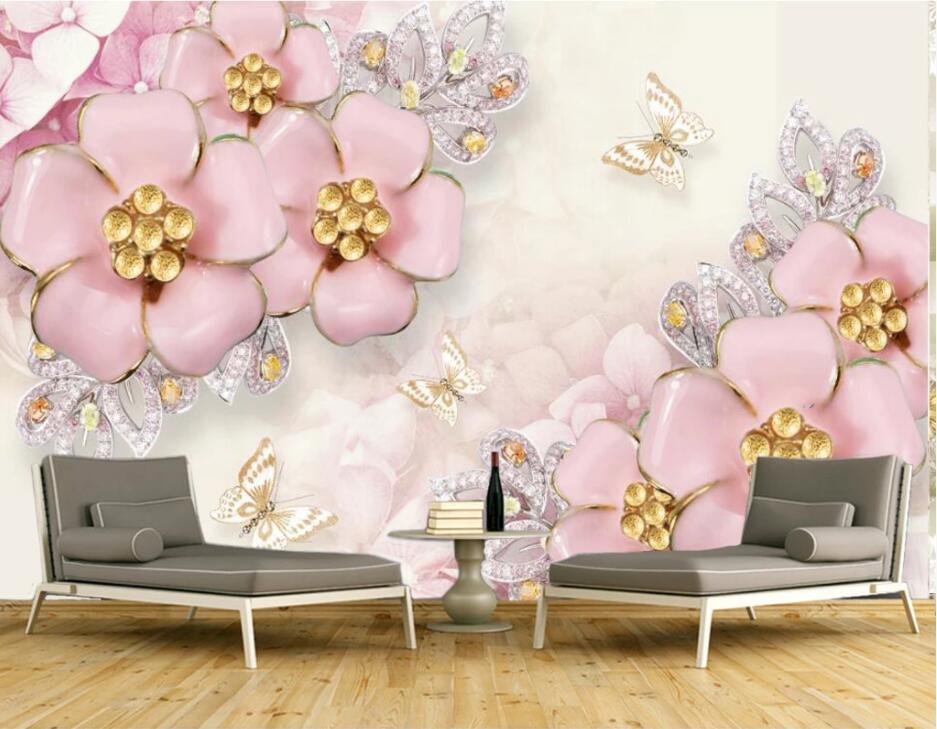 Beibehang 3d behang Custom mode 3D Reliëf roze ros... – Grandado