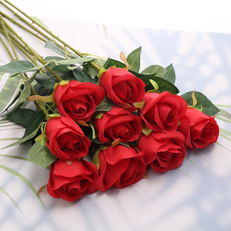 Artificial Rose Flowers Red Silk Roses with Stem F... – Grandado