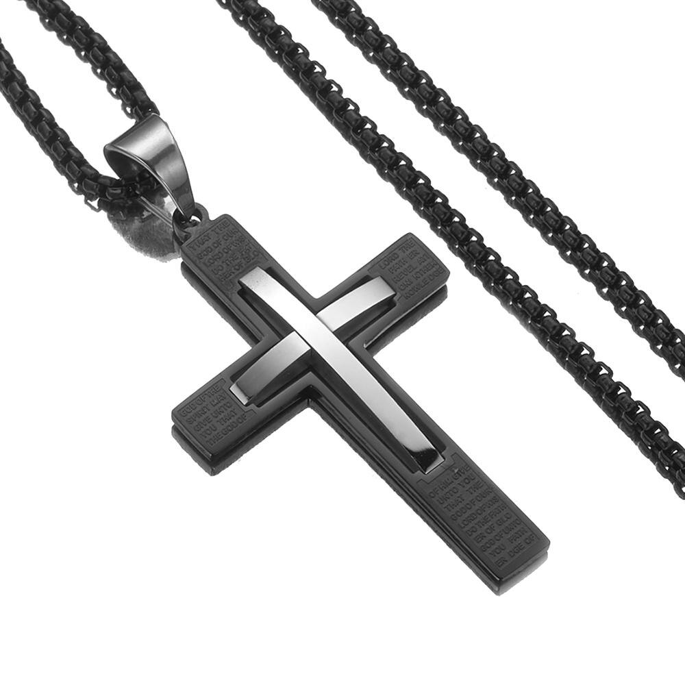 Two Layers Cross Pendant Necklace Jewelry 316L Sta... – Grandado