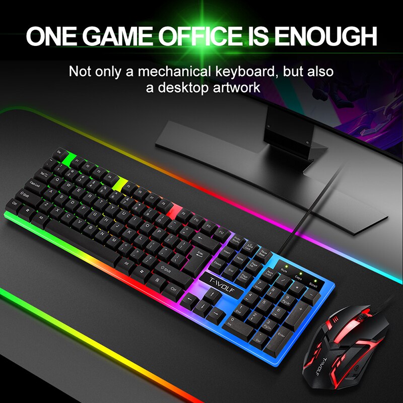 LED keyboard Wired Gaming Mechanical Keyboard Rain... – Grandado