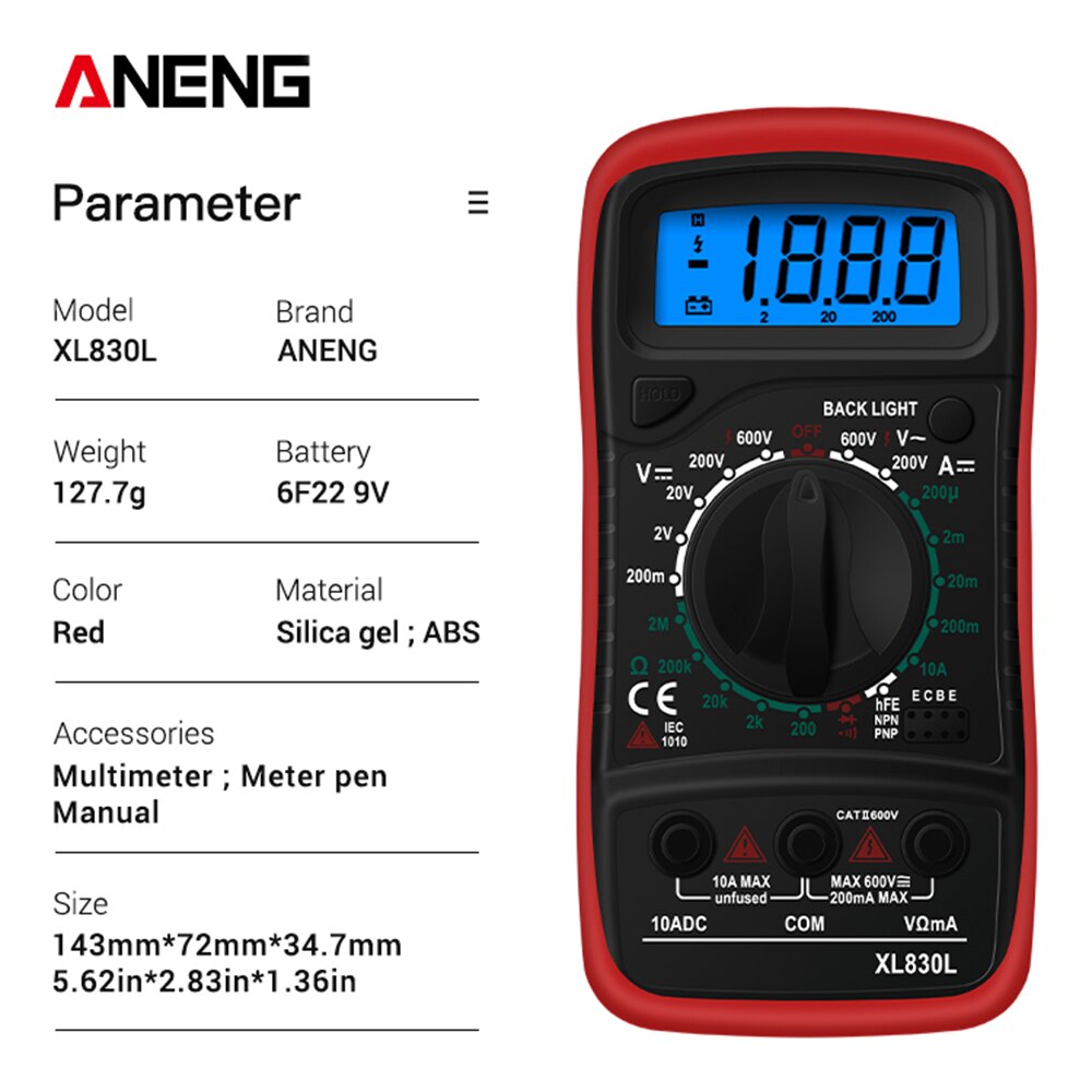 Aneng XL830L Digitale Lcd Multimeter Profissional ... – Grandado