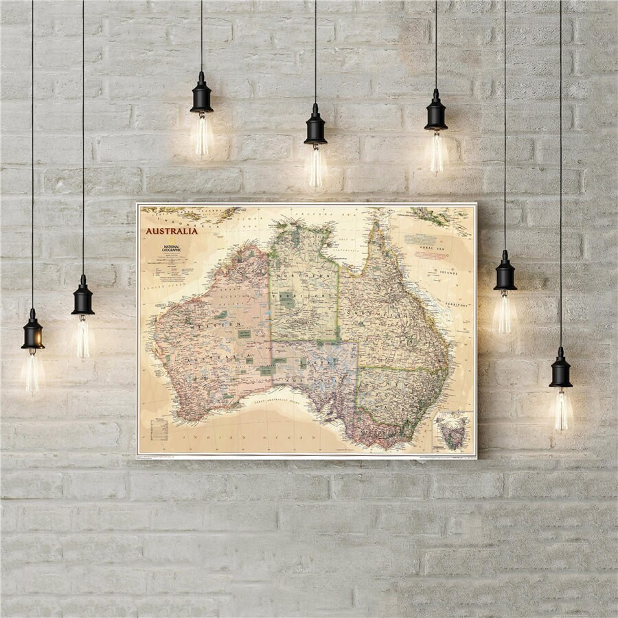 Australia Antique Look Map Vintage Poster Wall Art... – Grandado