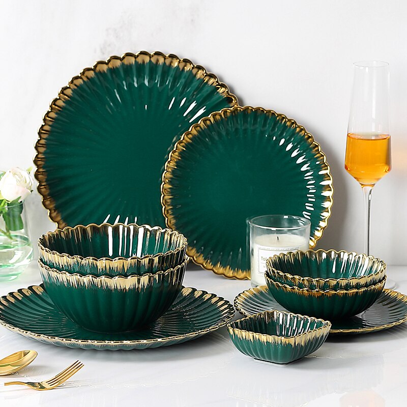 Dark Green Ceramic Phnom Penh Tableware Rice Bowl ... – Grandado