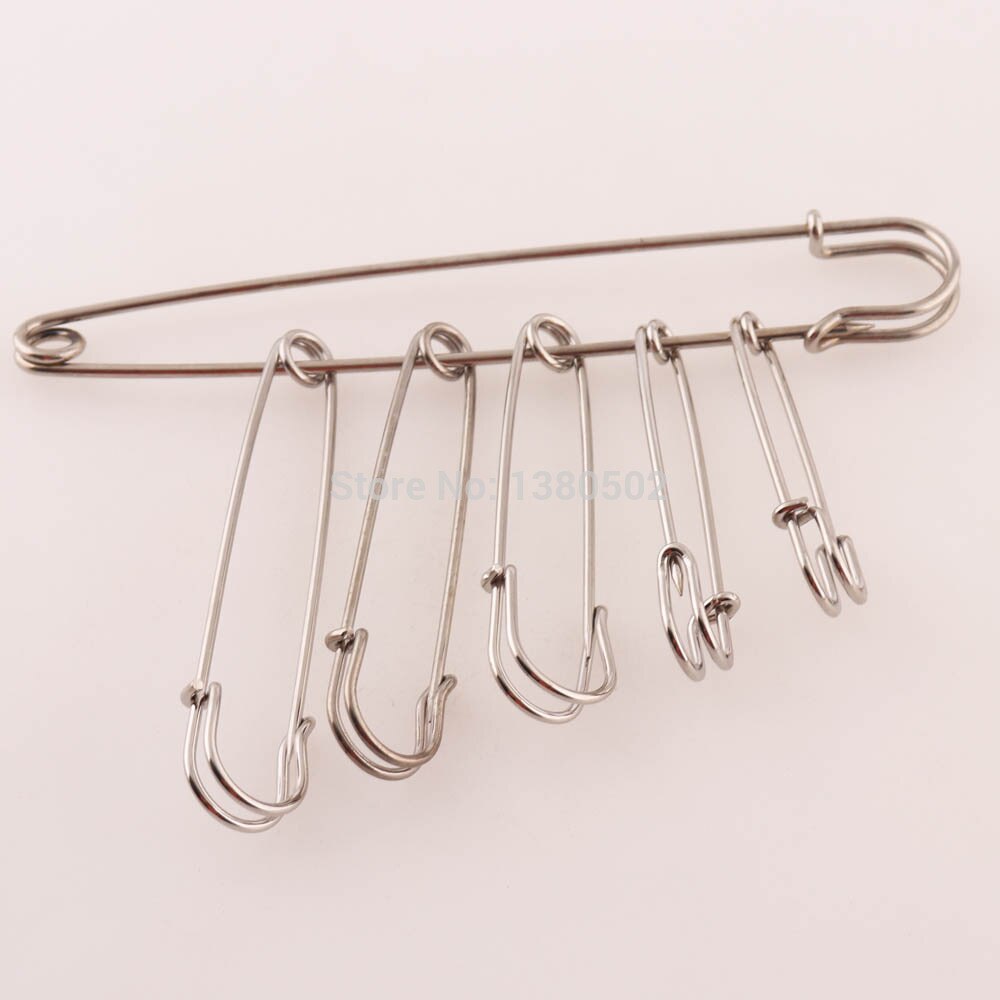 50pcs/lot 50/57/64/70/76/120mm Silver Safety pins ... – Grandado