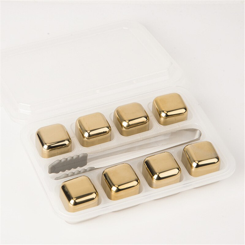 Gold Square Shape Stainless Steel Whisky Ice Cubes... – Grandado