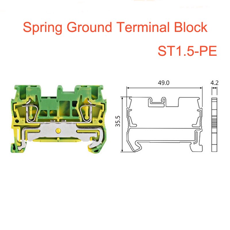 1Pcs Spring Ground Terminal Blocks ST1.5-PE Din Ra... – Vicedeal