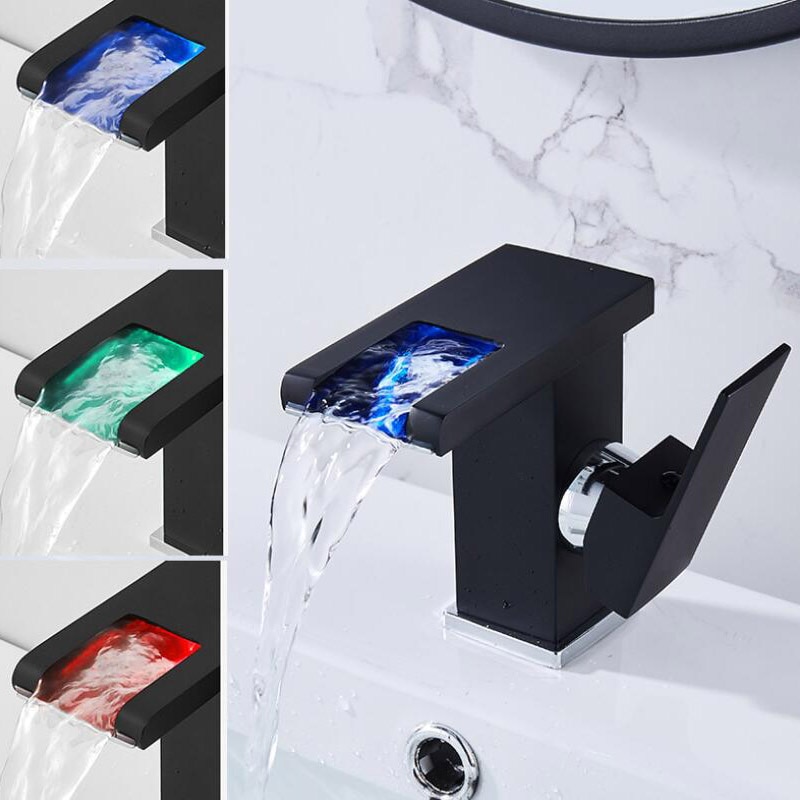 LED RGB Color Change Waterfall Vanity Faucet Bathr... – Grandado