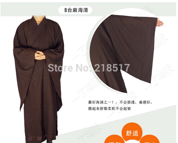 Brown Shaolin Temple costume Zen Buddhist Robe Lay... – Vicedeal