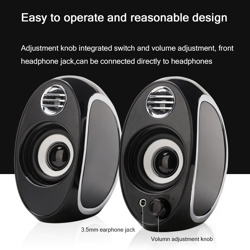 Bass USB + AUX Wired Computer Speakers A Pair 5W*2... – Grandado
