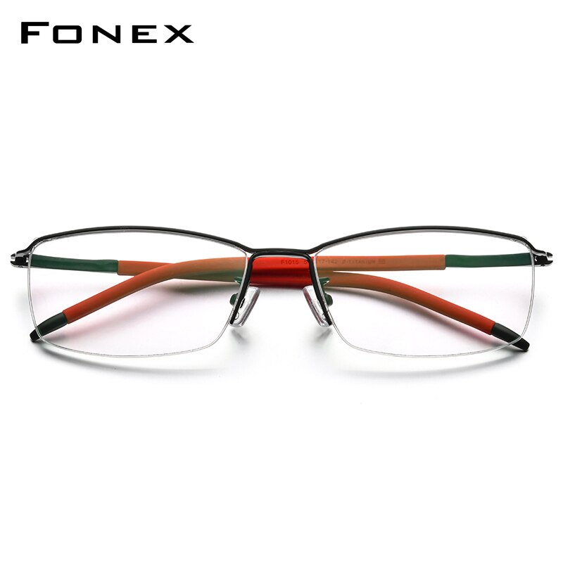 FONEX Pure Titanium Glasses Frame Men Half Square ... – Grandado