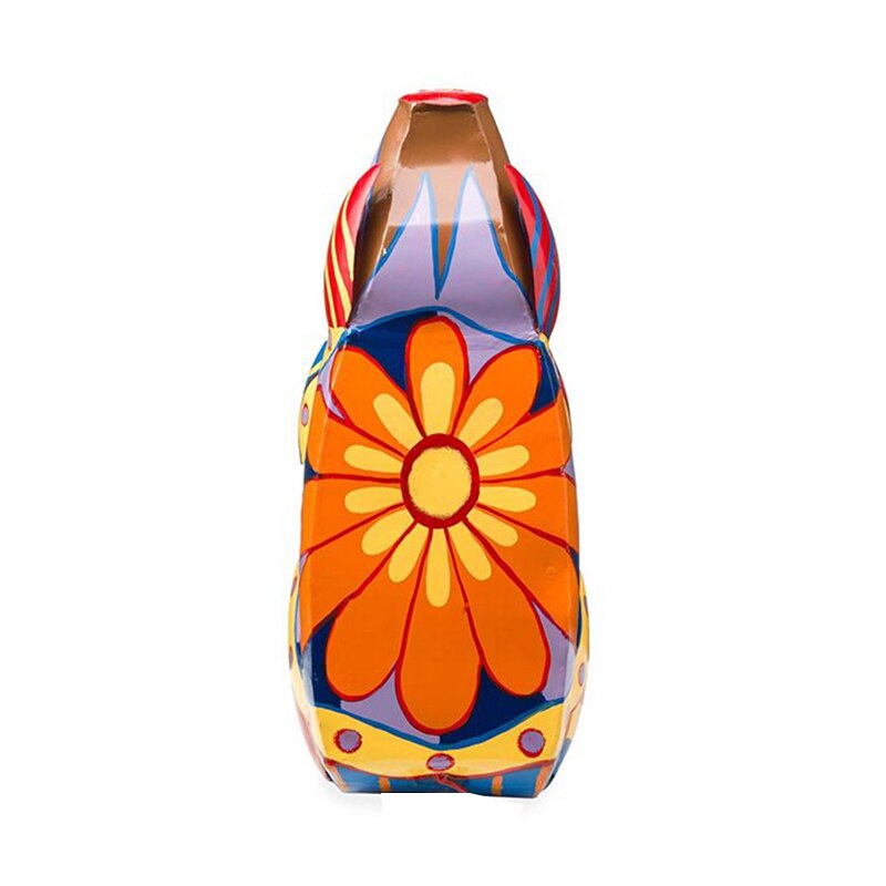 Colorful Folk Art Pig Side Table Animal Resin Stat... – Grandado